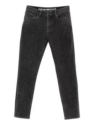 Emporio Armani Logo Plaque Straight-leg Jeans - Black