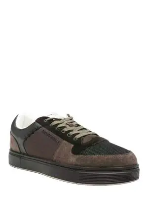 Emporio Armani Panelled Suede Lace-up Sneakers - Brown