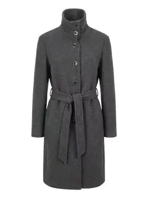 Pinko Wool-blend High Neck Belted Coat - Grey