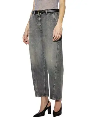 Liviana Conti Acid Wash Cropped Jeans - Grey