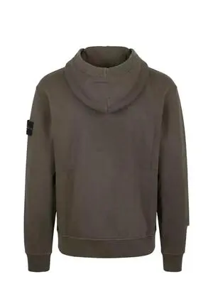 Stone Island 6100009 Organic-cotton Fleece Oversized-fit Zip-up Hooded Sweatshirt With Pockets - Grey