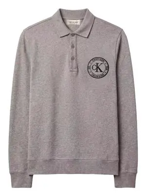 Calvin Klein Embroidered-logo Polo Sweatshirt - Grey
