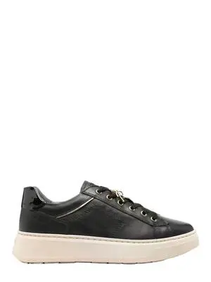 NEROGIARDINI Leather Logo Charm Sneakers - Black