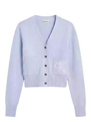 CALVIN KLEIN Calvin Klein Logo Patch V-Neck Cardigan