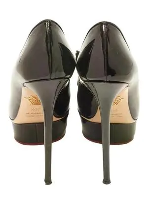 CHARLOTTE OLYMPIA Charlotte Olympia Black Patent Leather Fringed Bow Platform Pumps