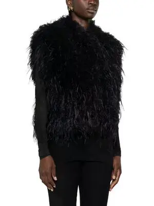 FORTE_FORTE Feather-effect Sleeveless Jacket - Black