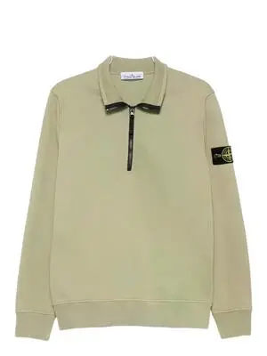 Stone Island Logo Patch Half-zip Sweater - Green