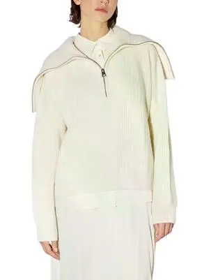 LIVIANA CONTI Liviana Conti Ribbed Knit Zip-Neck Sweater