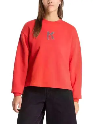Karl Lagerfeld Logo Print Crew Neck Sweater - Red