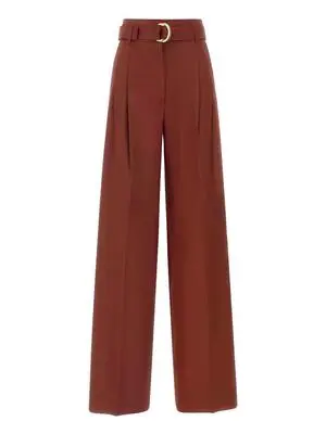 MAX MARA Max Mara Belted Pleated Wool Canvas Trousers