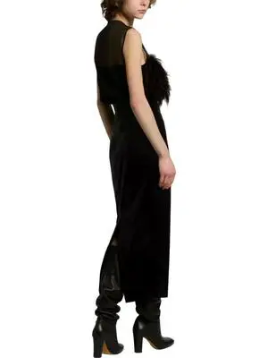 Alberta Ferretti Ruched Velvet Midi Skirt - Black