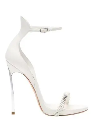 Casadei Blade Stiletto Sandals With Rhinestones - White
