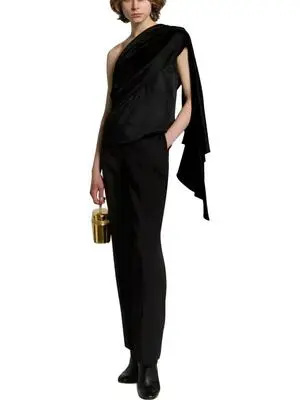 Alberta Ferretti One-shoulder Draped Blouse - Black
