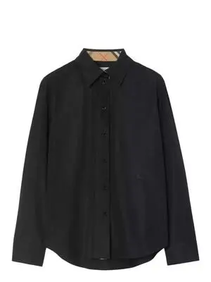 Burberry Classic Fit Cotton Poplin Shirt With Embroidered Knight - Black
