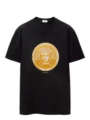 Versace Printed Cotton-jersey Slim T-shirt - Black