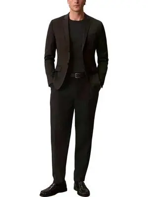 Calvin Klein Regular Tapered Wool Blend Trousers - Black