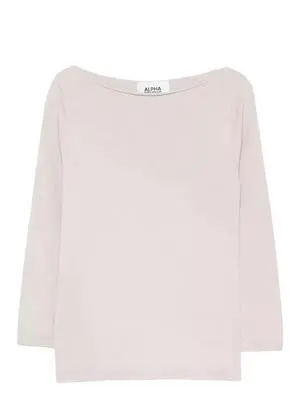 Alpha Studio ALPHA STUDIO Fine Knit Boat Neck Long Sleeve Sweater Neutrals