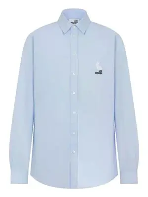 Moschino Embroidered Cotton Poplin Shirt - Blue