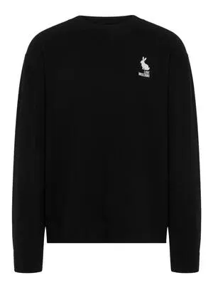 Moschino Embroidered Rabbit Motif Crew Neck Sweater - Black