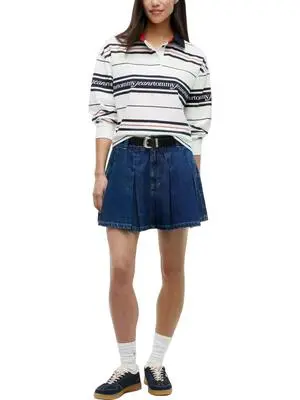 Tommy Hilfiger Pleated Denim Mini Skirt - Blue