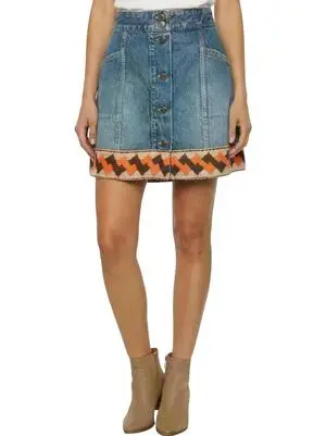 VALENTINO Valentino Garavani Embroidered Denim Mini Skirt