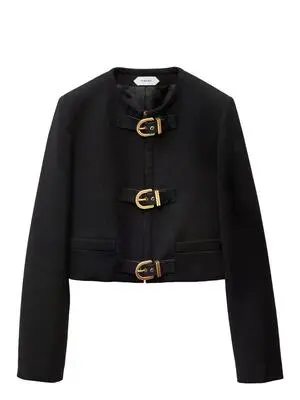 VERSACE Versace Natté Wool Crop Jacket With Metal Buckles