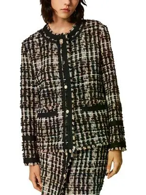 TWINSET Bouclé Jacket With Jewel Buttons