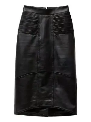 VERSACE Versace Nappa Leather Midi Skirt With Pleated Detail