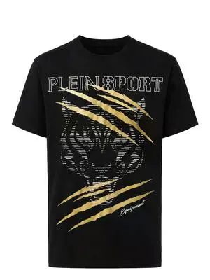 PLEIN SPORT Tiger-print Logo-print T-shirt - Black