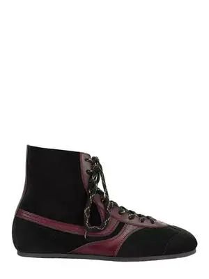 Dries Van Noten Suede High Top Sneakers With Leather Panels - Black