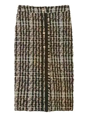 TWINSET Bouclé Midi Skirt With Buttons - Black