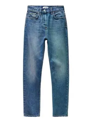 Versace High-waist Straight Leg Jeans With Medusa Hardware - Blue