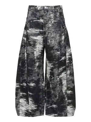 TAAKK Abstract Pattern Wide Leg Jeans - Black