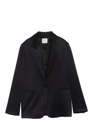 FORTE_FORTE Satin Single-breasted Blazer - Blue