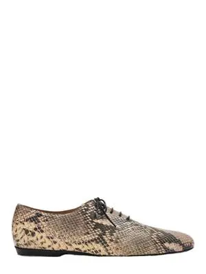 Dries Van Noten Snakeskin Effect Leather Oxford Shoes - Neutrals