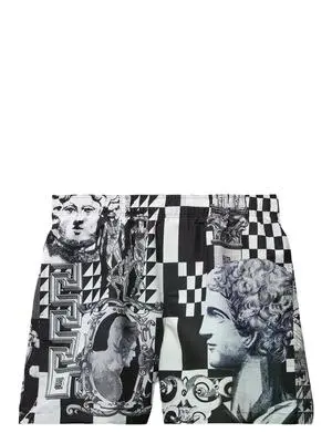 Versace Medusa Collage' Printed Boardshorts - Black