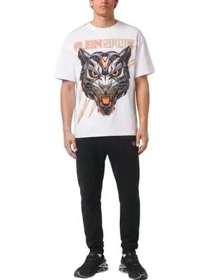 PLEIN SPORT Tiger-print Logo-print T-shirt - White