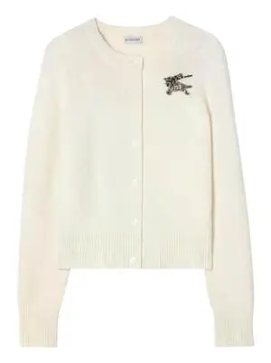 Burberry Knight Embellished Wool Cashmere Cardigan - Neutrals