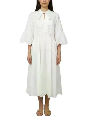 SELF-PORTRAIT Self-Portrait Broderie Anglaise Cotton Midi Dress