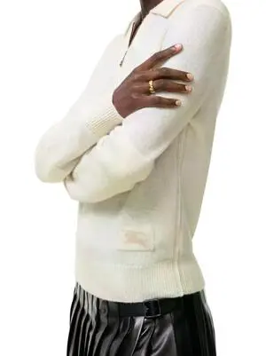 BURBERRY Long-sleeve Cashmere Polo Shirt
