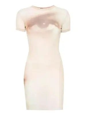 JEAN PAUL GAULTIER Short Sleeve Crewneck Mini Dress - Neutrals