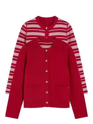 Tommy Hilfiger Reversible Striped Cardigan - Red