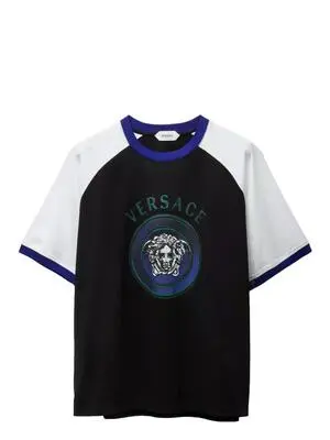Versace Printed Cotton-jersey Regular T-shirt Black