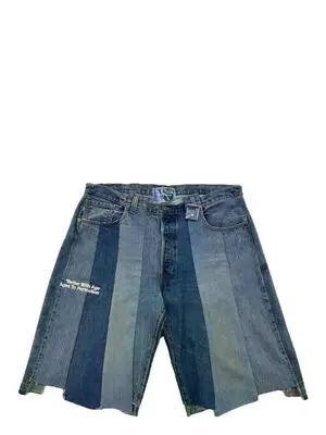 BETTER WITH AGE Indigo Patchwork Raw-cut Shorts - Blue