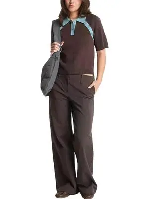 SAMSOE SAMSOE Raglan-sleeve Polo Shirt - Brown