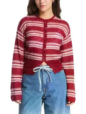 SAMSOE SAMSOE SAMSOE SAMSOE Striped Button-Front Cardigan