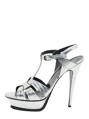 SAINT LAURENT Saint Laurent Tribute Lizard-Embossed Platform Sandals