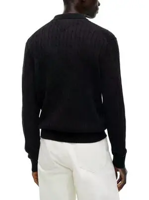 Tommy Hilfiger Cable Knit Polo Sweater - Black