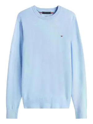 Tommy Hilfiger Logo Embroidered Crew Neck Sweater - Blue