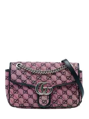 Gucci 2016-2026 Medium Gg Marmont Matelasse Diagonal Gg Canvas Shoulder Bag - Pink
